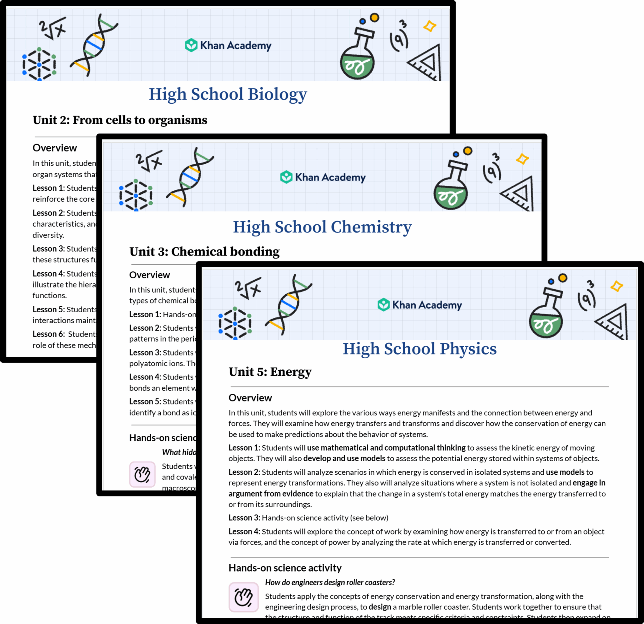 Back to School with Khan Academy: Free NGSS Science Unit Guides for ...